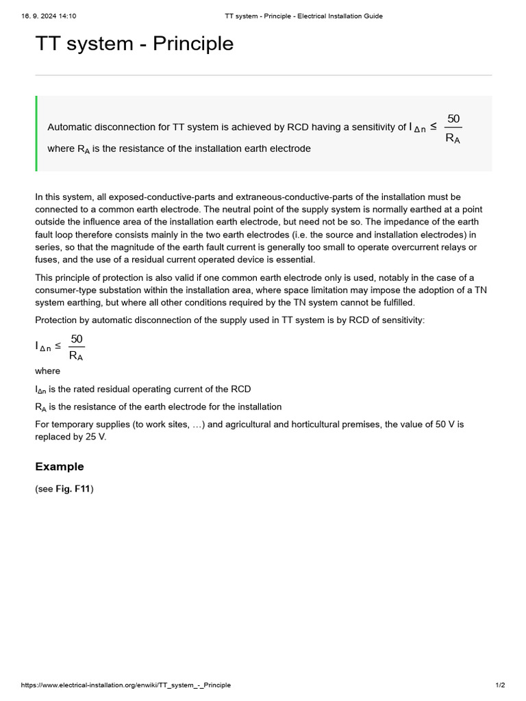 TT System - Principle - Electrical Installation Guide | PDF