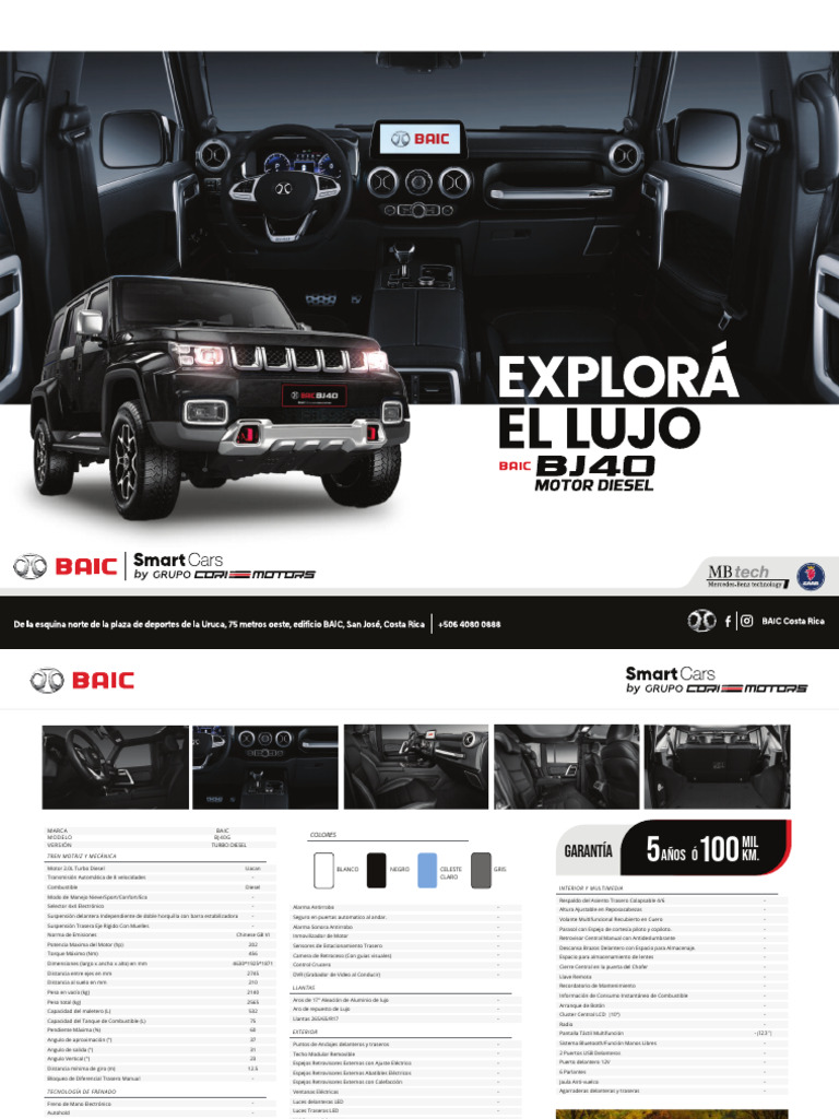 BAIC Ficha Tecnica bj40 | PDF | Sistema de freno antibloqueo | Carros deportivos