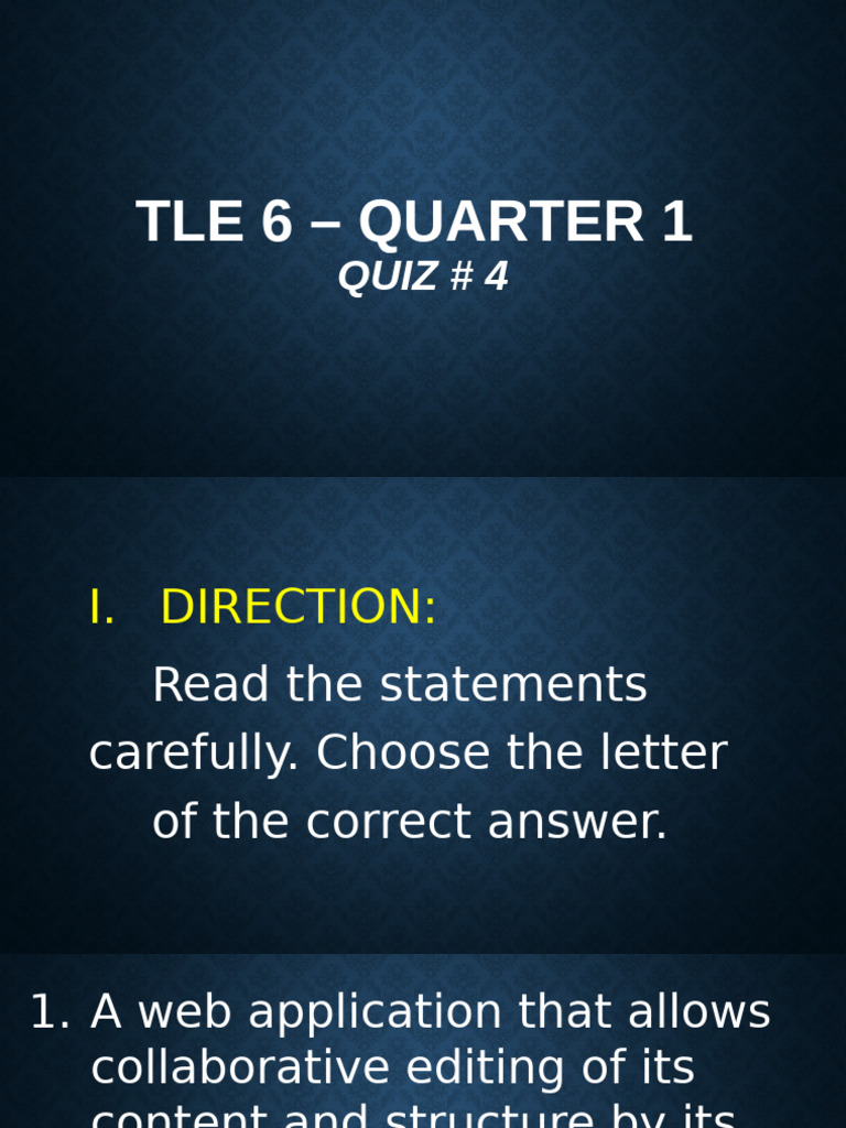 Tle 6 - Quarter 1 - Quiz4 | PDF