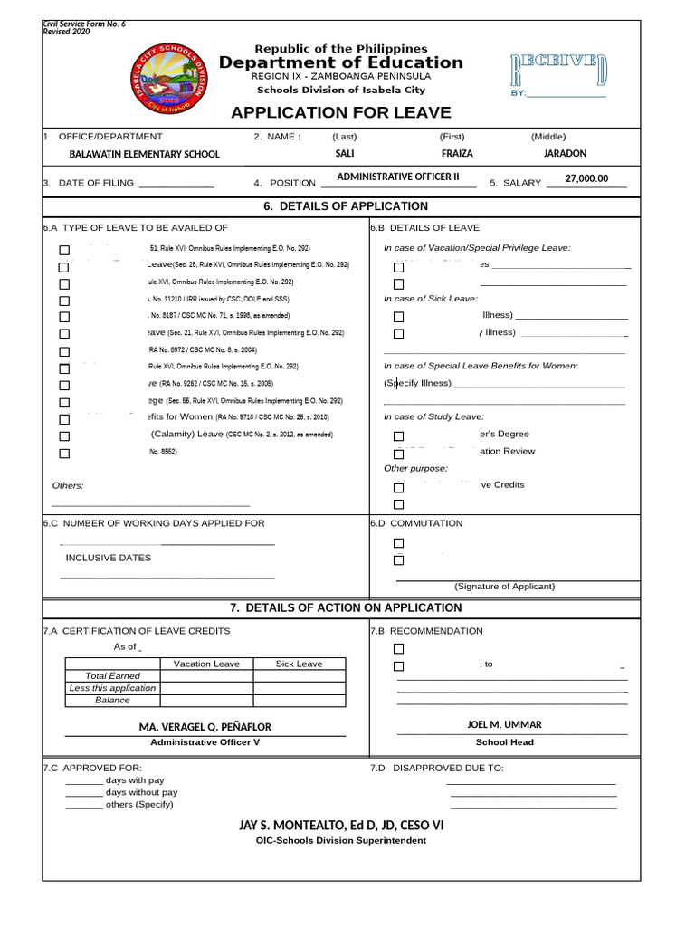 FORM 6 and Maternity Allocation | PDF