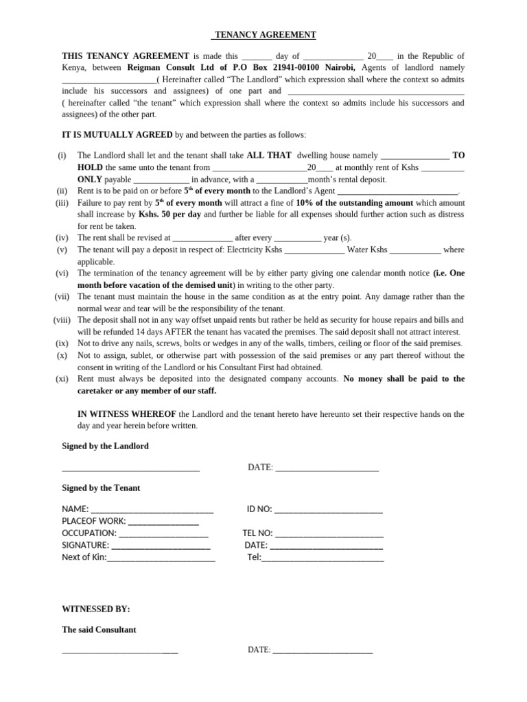 TENANCY AGREEMENT | PDF