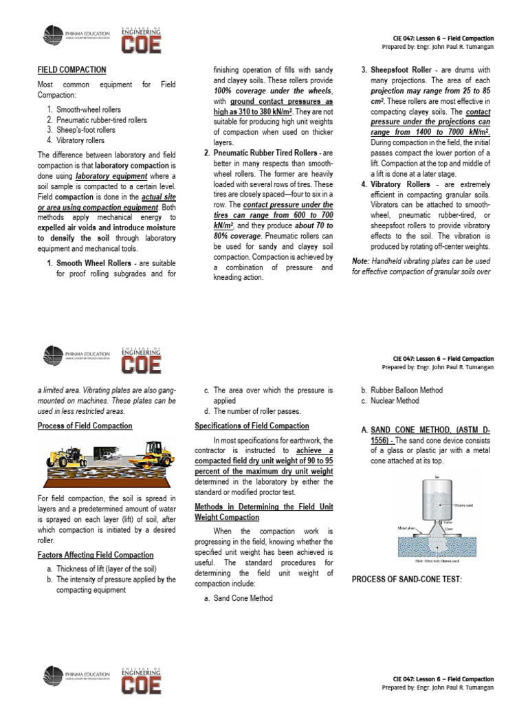 Cie 047 Lesson 6 Field Compaction | PDF
