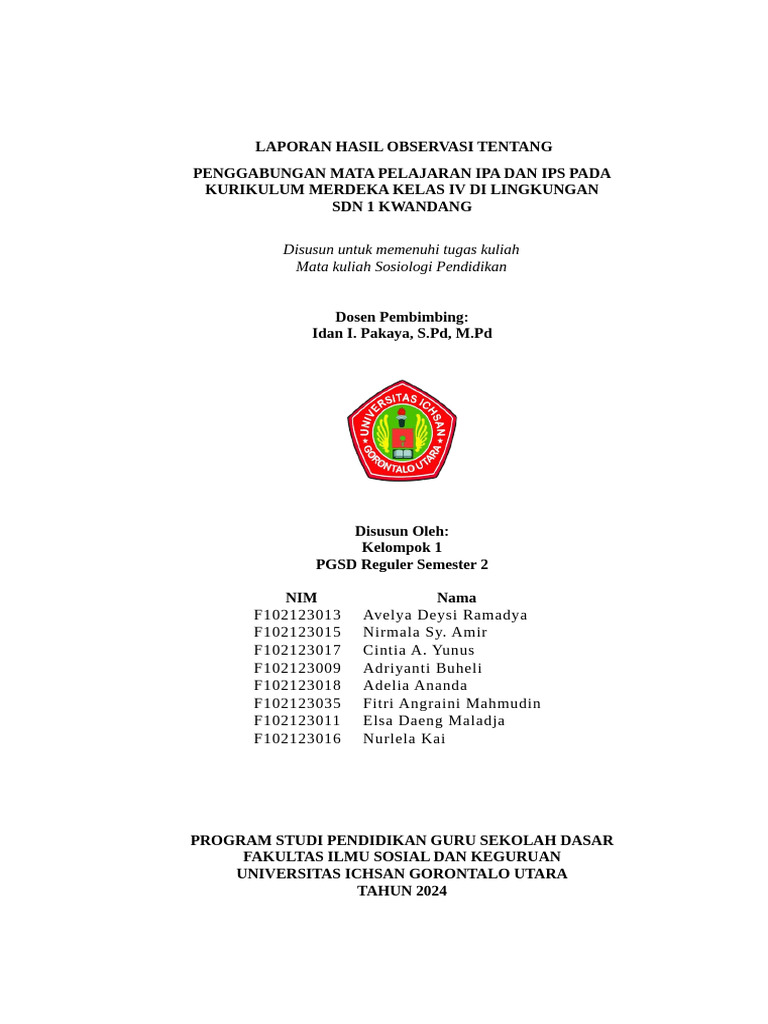 LAPORAN HASIL OBSERVASI TENTANG ips dan ips klmpk 1 | PDF