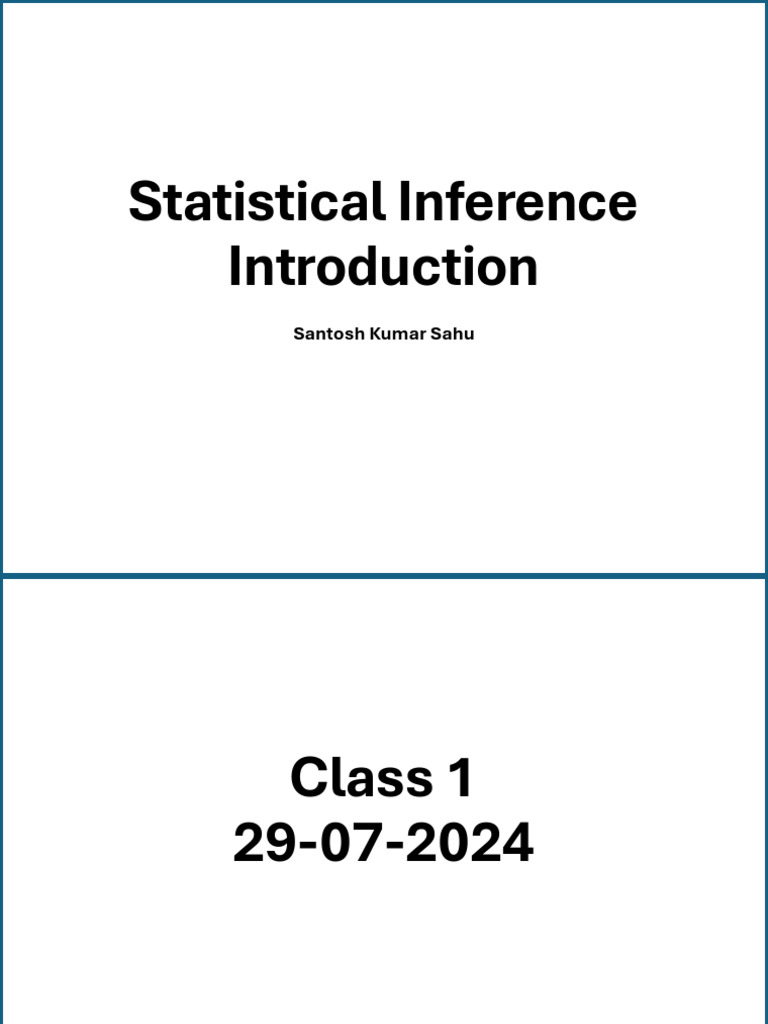 Statistical Inference: Santosh Kumar Sahu | PDF