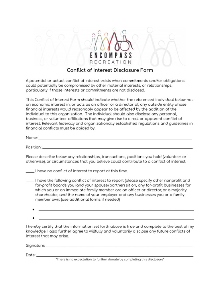 Conflict of Interest Disclosure Form | PDF