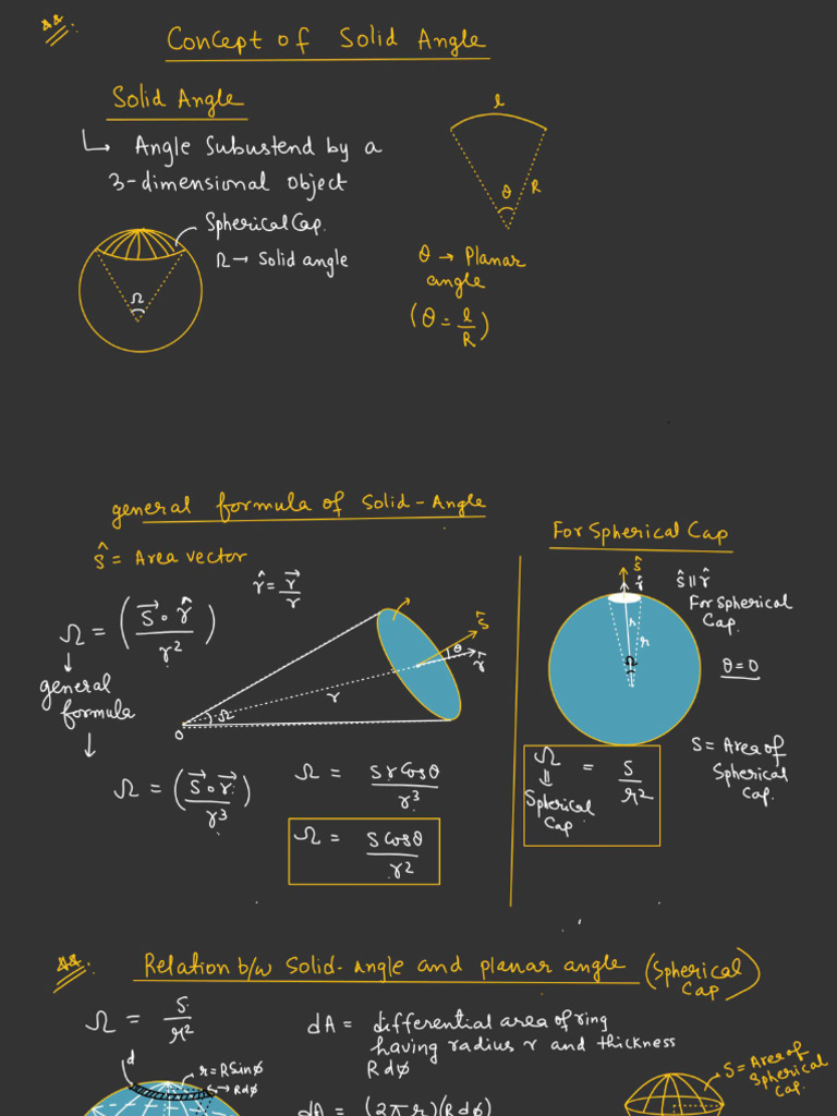 Electrostatics - L-16 (Class Notes) - Gauss Law& Solid Angle | PDF