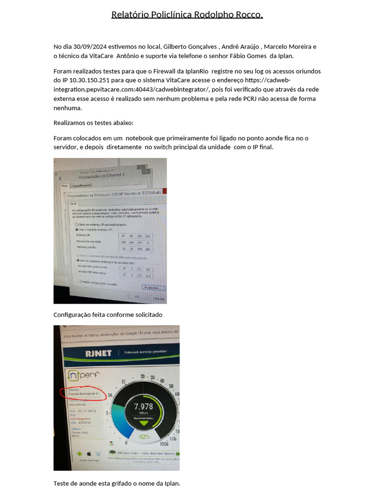 Relatório Policlínica Rodolpho Rocco | PDF