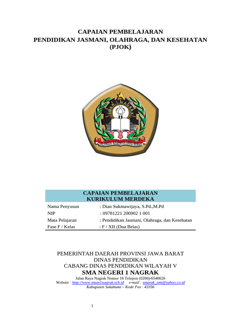 MA CP PJOK Fase F | PDF