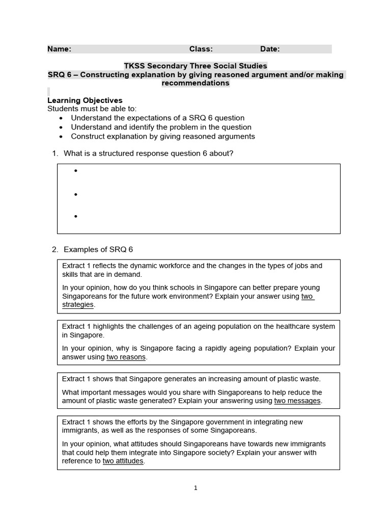 SRQ (6) Worksheet | PDF