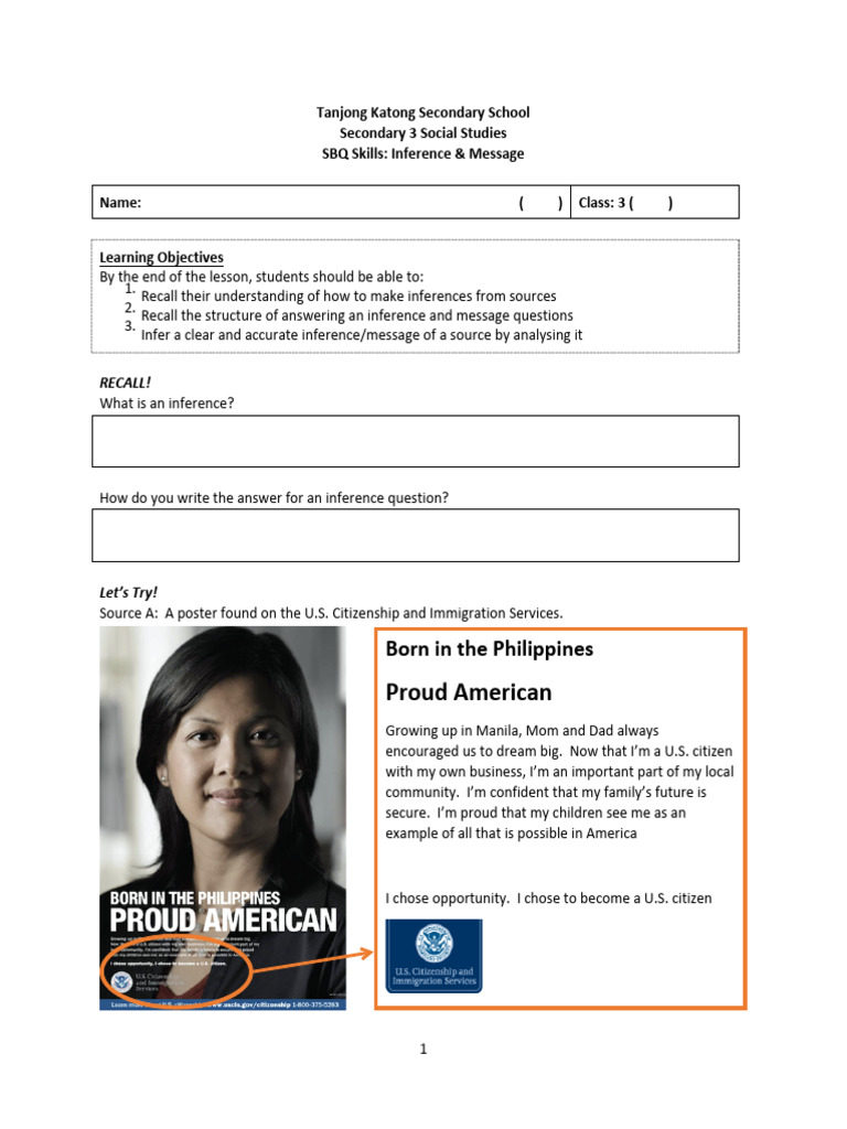 Inference - Message Notes (Students) | PDF