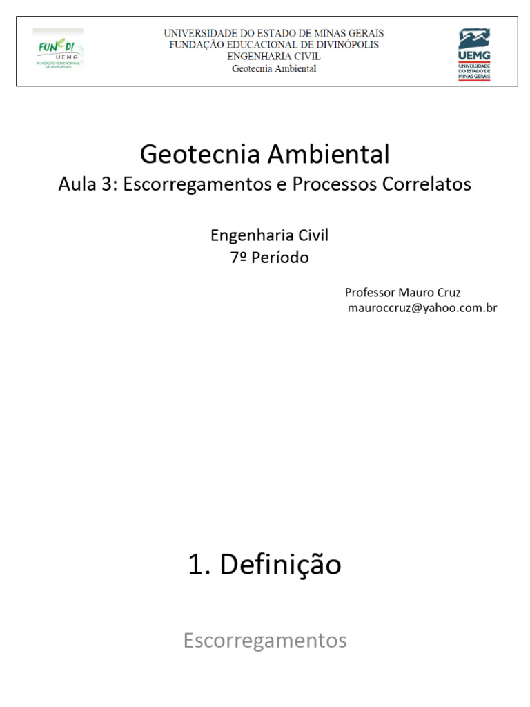 Aula 3 - Escorregamentos e Processos Correlatos | PDF