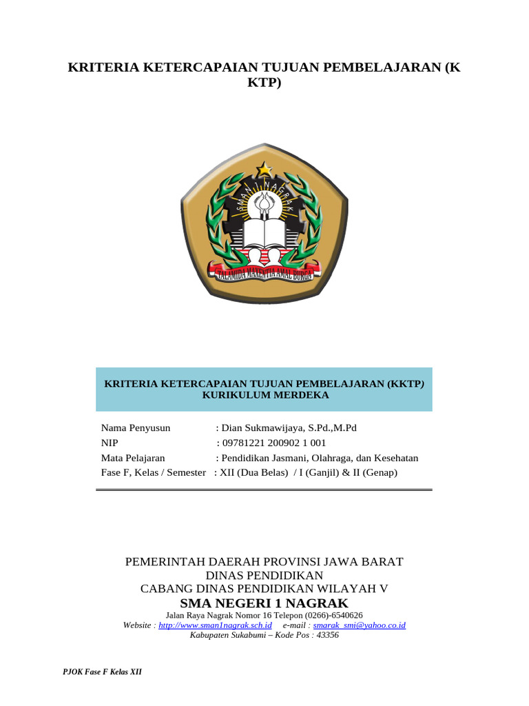 MA KKTP PJOK Kurikulum Merdeka | PDF