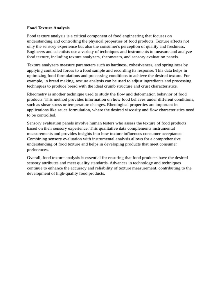 Food Texture Analysis | PDF