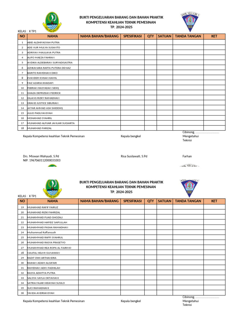 Form Pengeluaran Barang - X TP | PDF