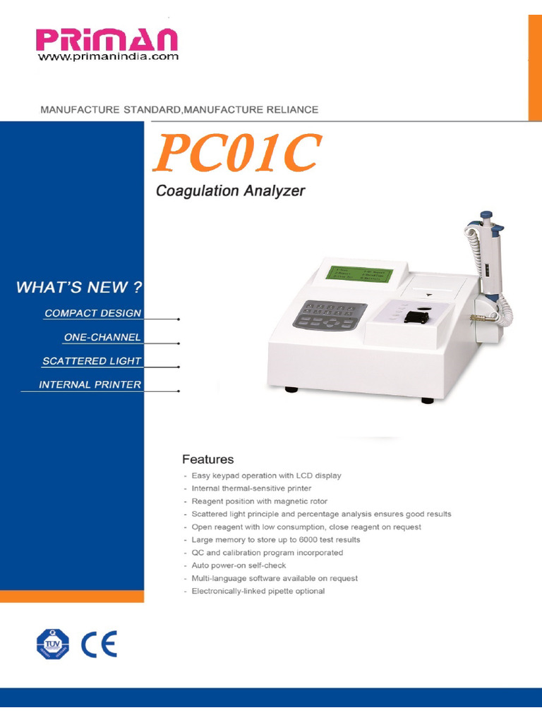 PC01C Coagulation Analyzer | PDF