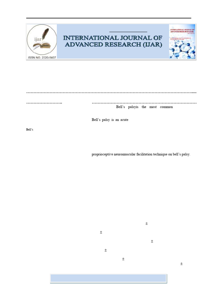 Efficacy of Kabat Technique in Bell's Palsy | PDF | Weakness | Science ...
