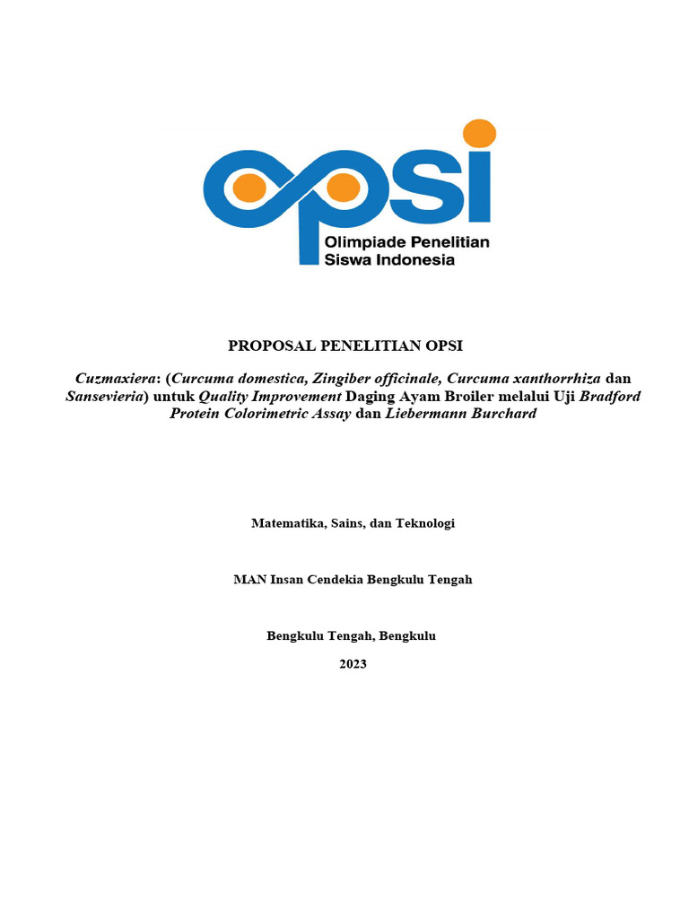 PROPOSAL PENELITIAN OPSI 2023 Tim Dhita Yana | PDF