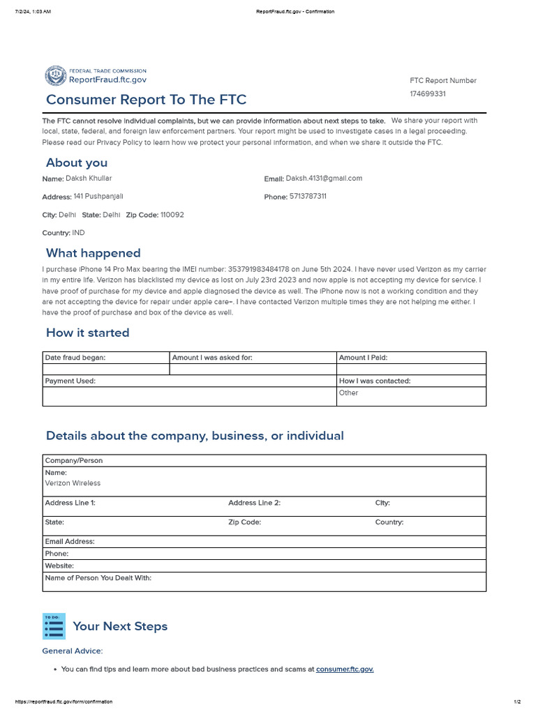 Report - Ftc.gov - Confirmation | PDF