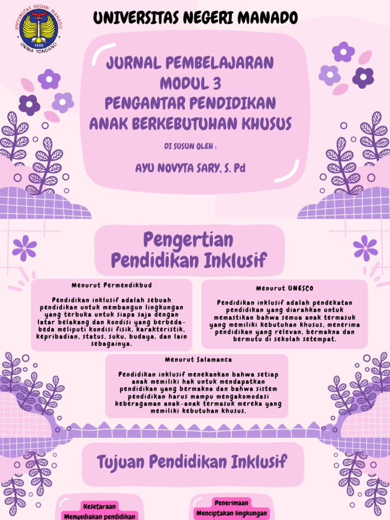 Jurnal Pembelajaran 3 Pendidikan Inklusif Ayu Novyta | PDF