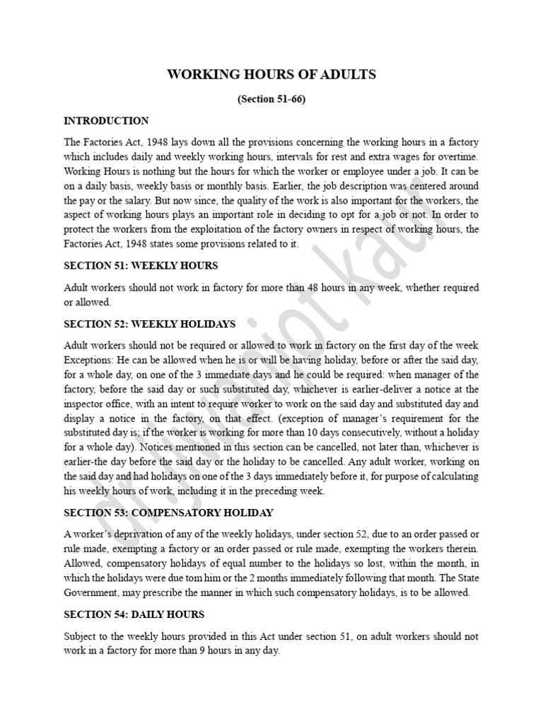 Working Hours of Adults | PDF