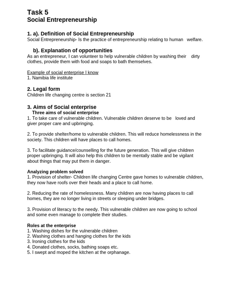 TASK 5 (Social Entrepreneurship) | PDF