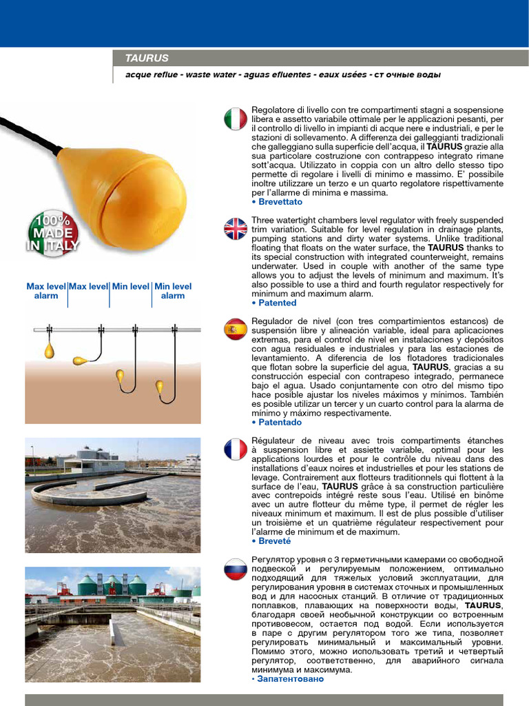 2.2 - Float Switch Details - Galleggianti Taurus | PDF