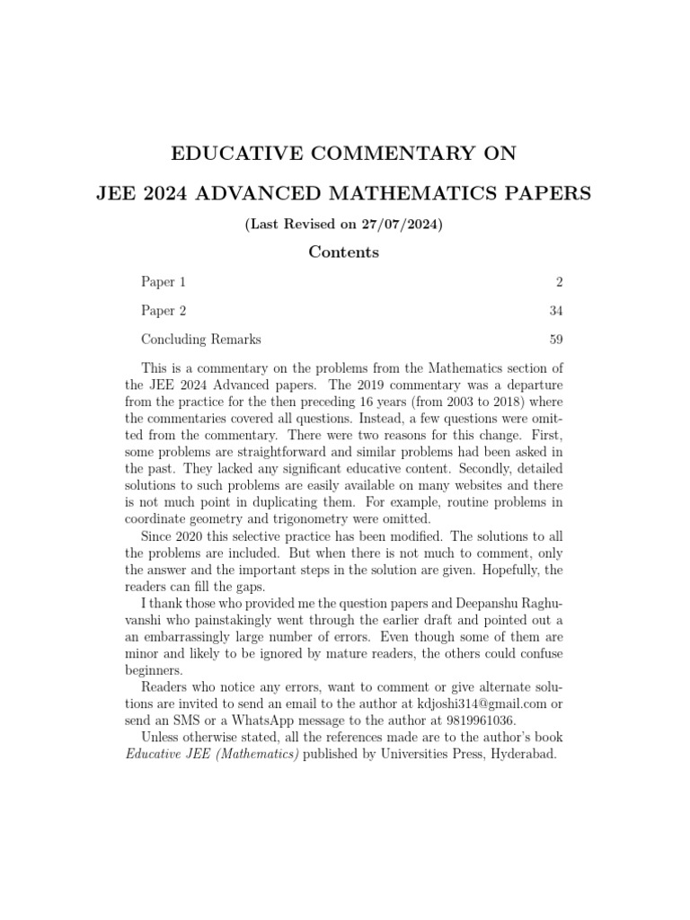 Jee2024 Kapil Joshi | PDF