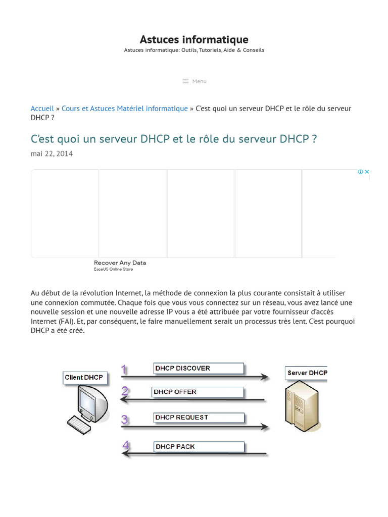 C'est Quoi Un Serveur DHCP Et Le Rôle Du Serveur DHCP | PDF