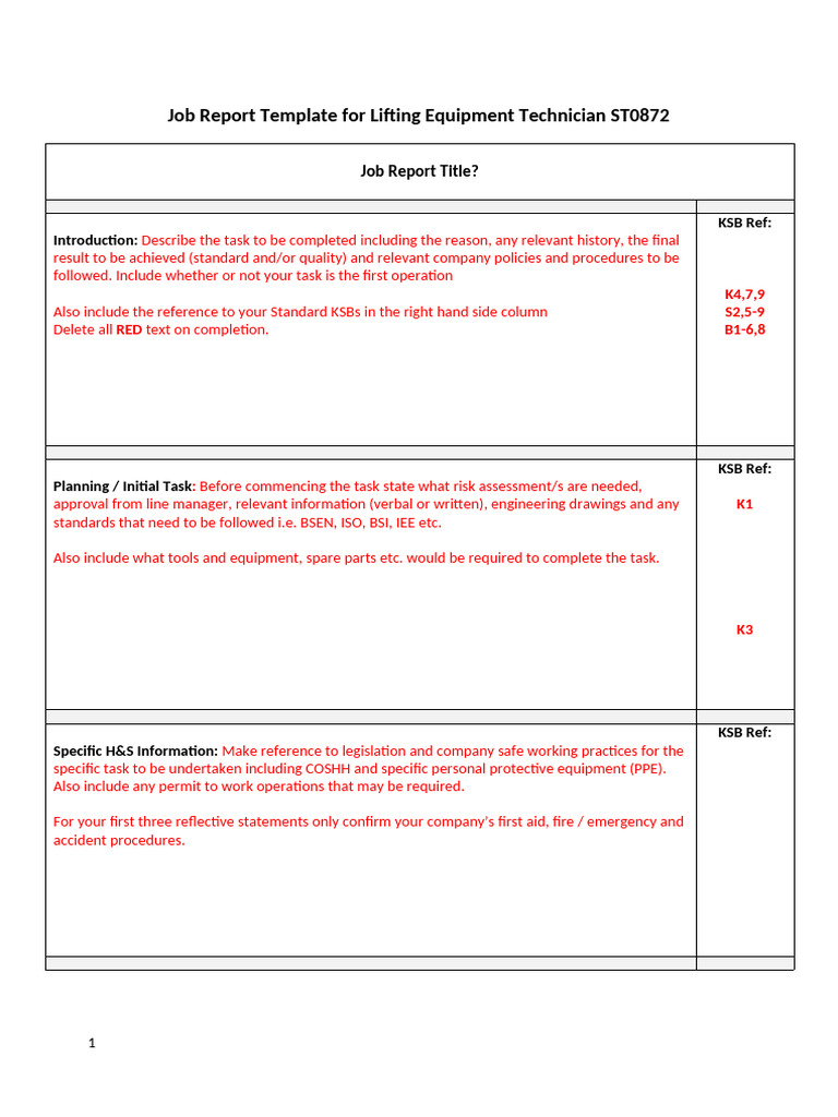 JobReportTemplate EngineeringStandards | PDF