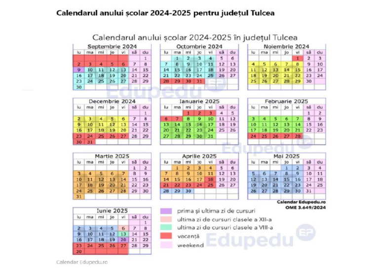 Calendarul An Scolar 24 - 25 | PDF