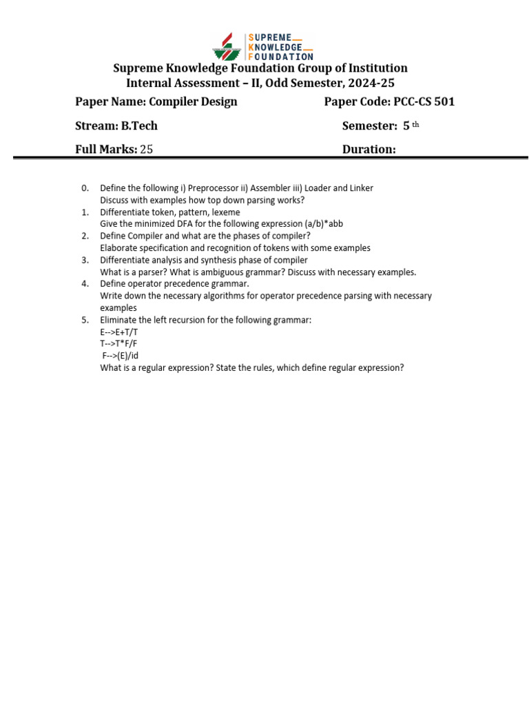 CA2 - PCC-CS501 - Odd Sem 2024-25 | PDF