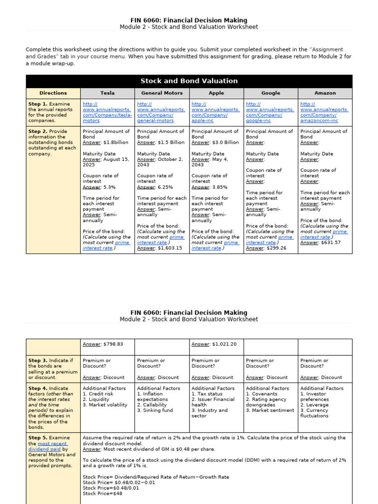 FIN_6060_Module_2_Worksheet | PDF