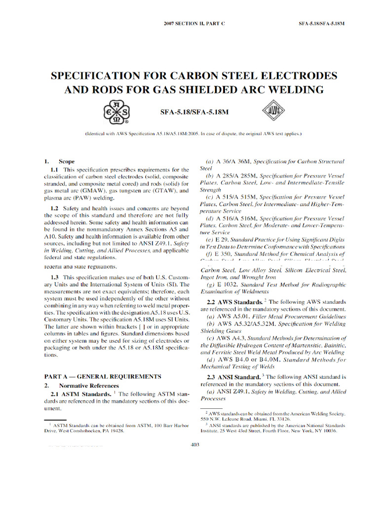 Arame E70C-6M - Asme Section Ii C Sfa-5.18 Sfa-5.18m | PDF