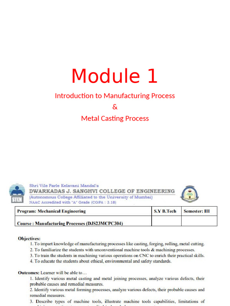 Module 1 Introduction and Casting | PDF