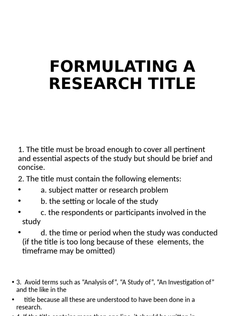 Formulating A Research Title | PDF | Career & Growth