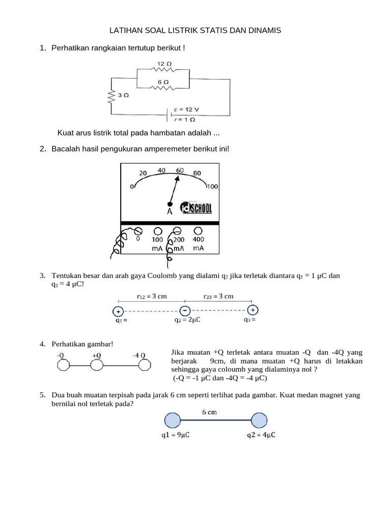 Latihan Soal Listrik Statis Dan Dinamis | PDF