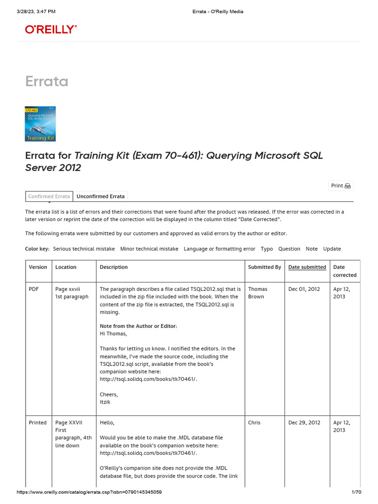 Errata - O'Reilly Media | PDF