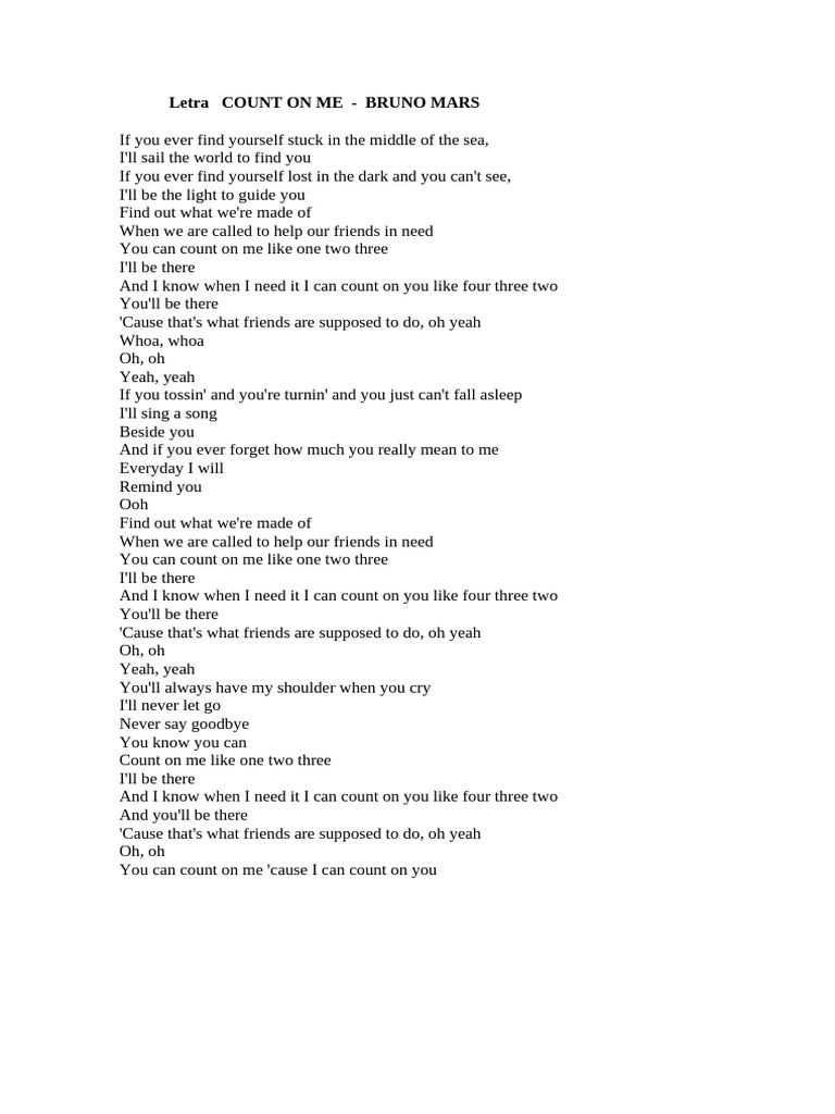 Letra Count On Me | PDF