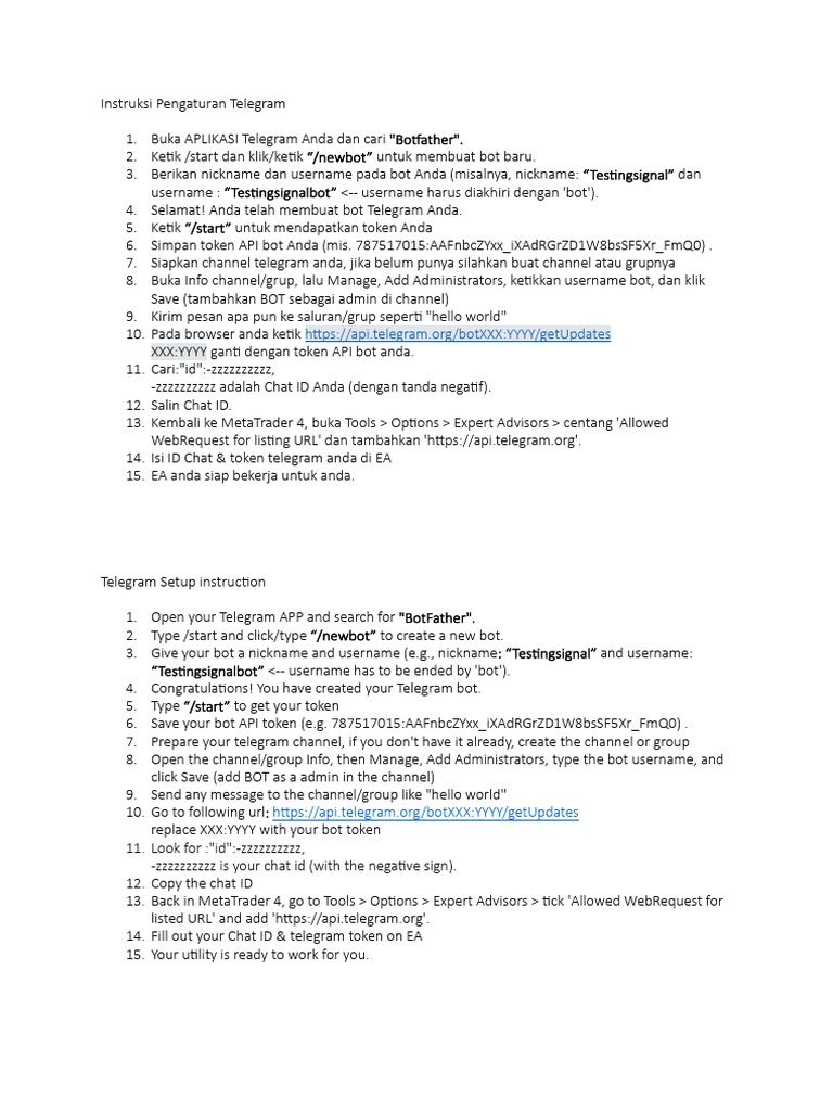 Telegram Push Notif Settings | PDF