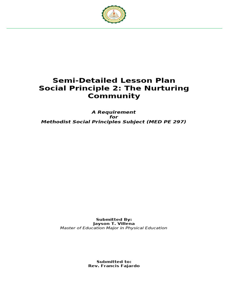 Nurturing Community Lesson Plan Guide | PDF | Lesson Plan | Career & Growth