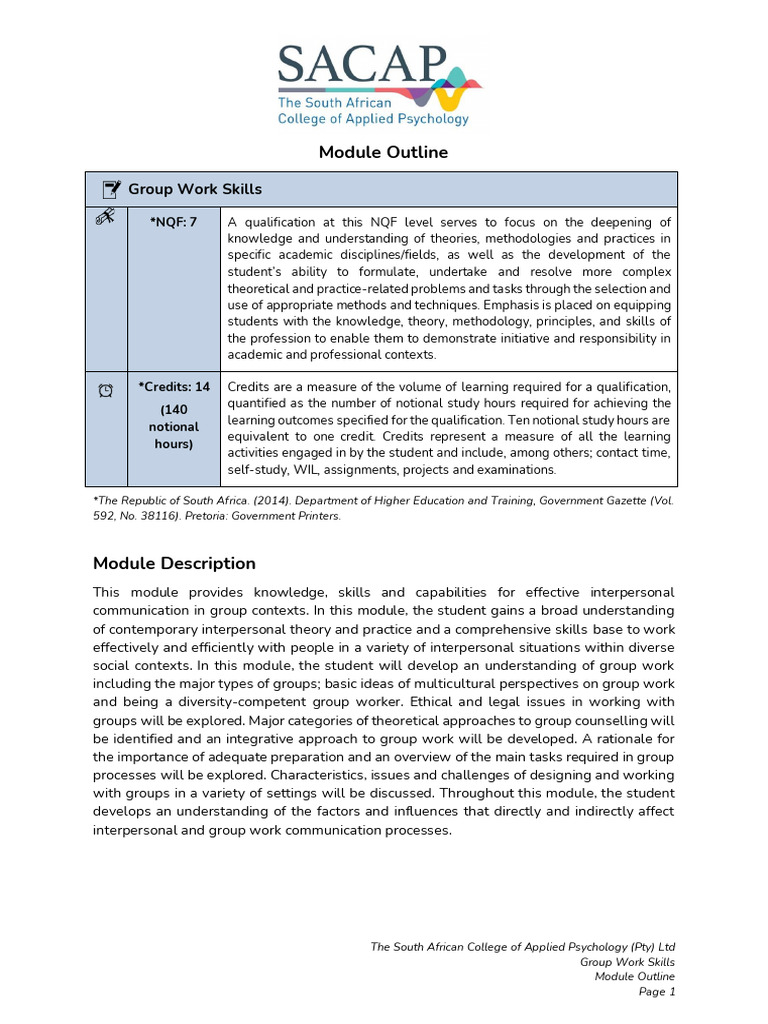 BAppSocSci BPsych - Group Work Skills MO JAN 2024 | PDF