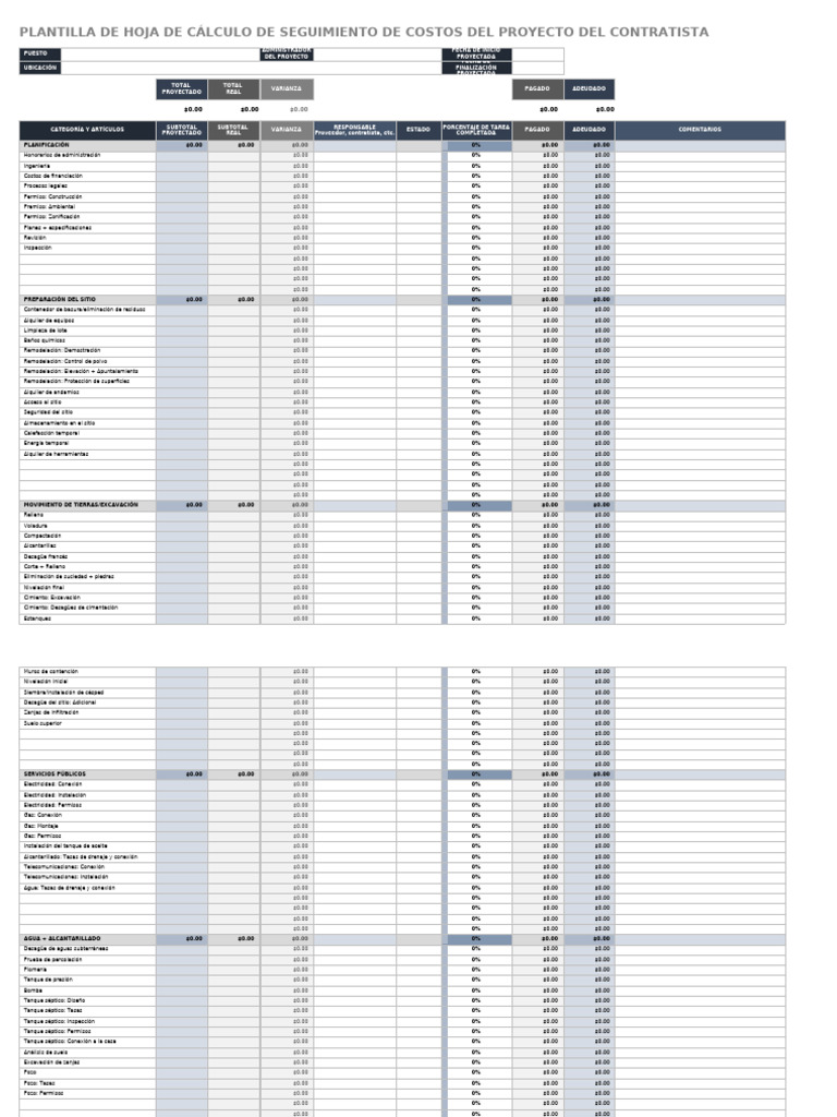 IC Construction Project Cost Tracking Spreadsheet 27739 ES | PDF