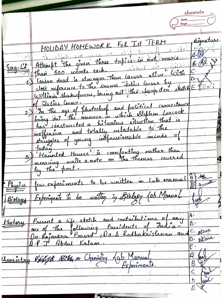 Holiday Homework Class 10 | PDF