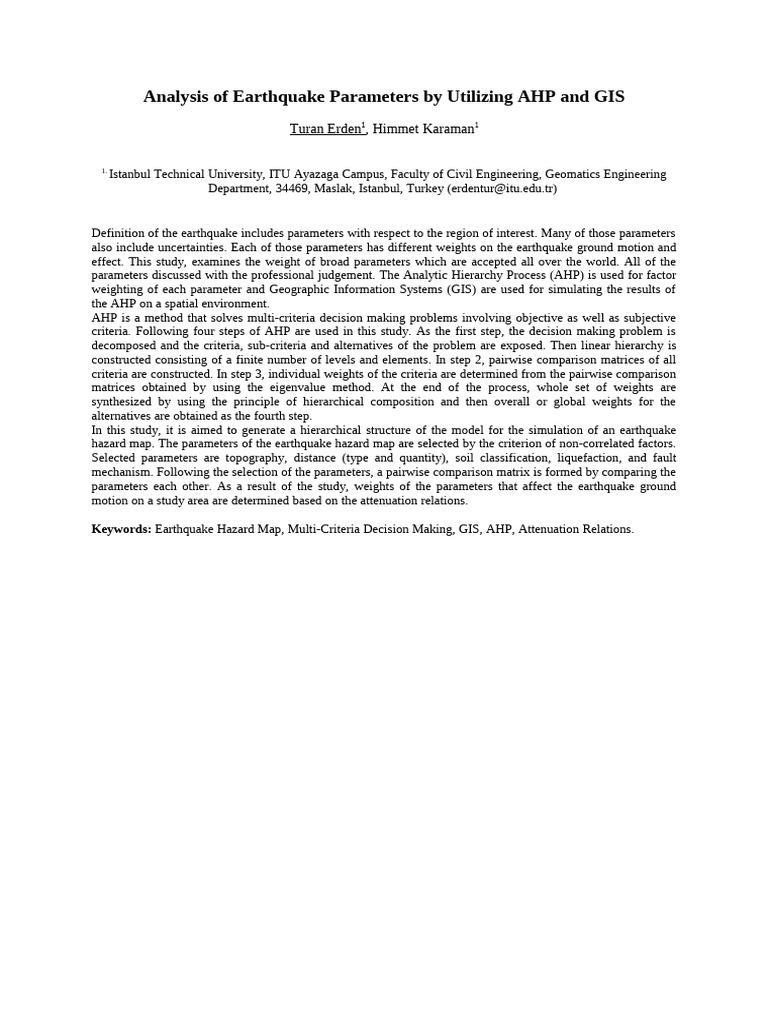 Analysis of Earthquake Parameters by Uti | PDF