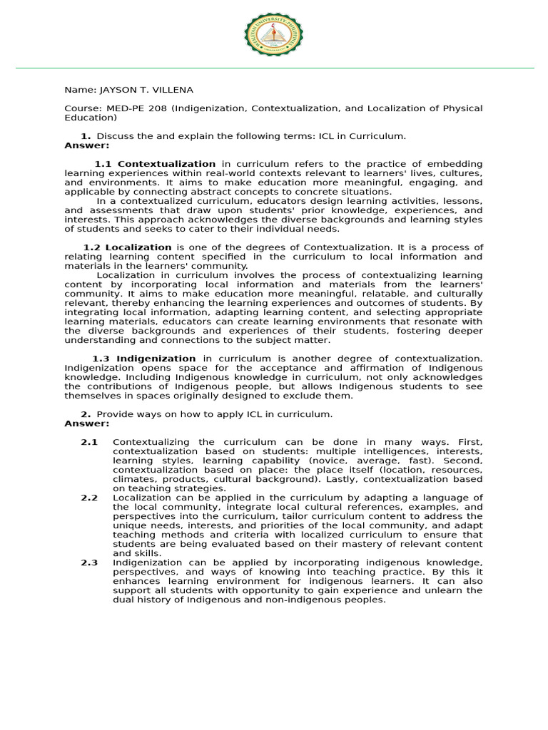 ICL in Curriculum | PDF