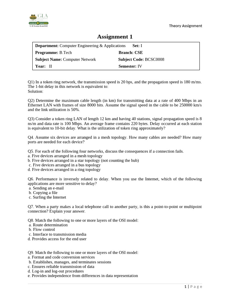 Updated Assignment-1 - CN | PDF