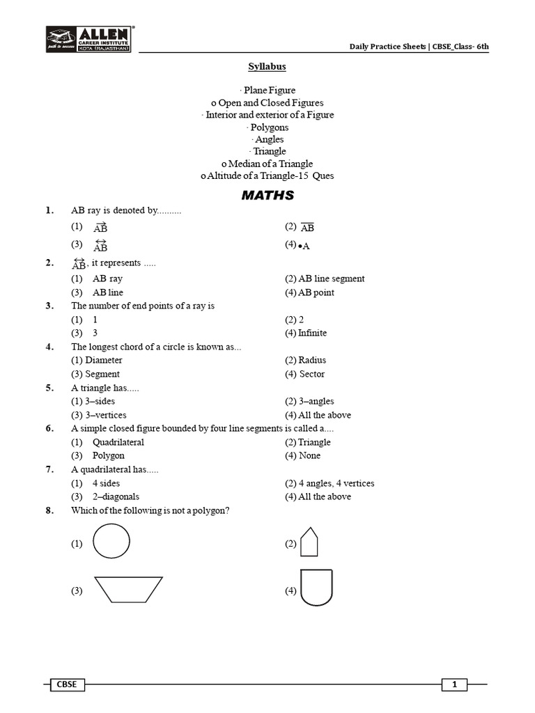 SC Dps - (PNCF) p1&2 6th Class Cbse Maths-218 | PDF | Triangle | Angle
