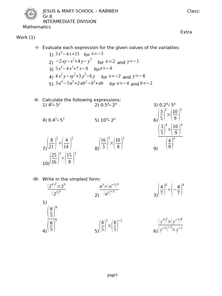 Grade 8 Extra Work Powers | PDF | Mathematics | Mathematical Logic