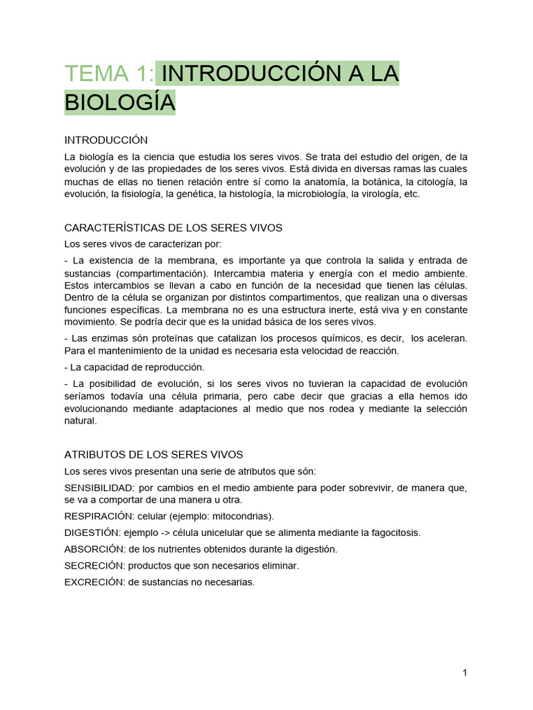 Todos Los Temas de Biologia 20202021 | PDF