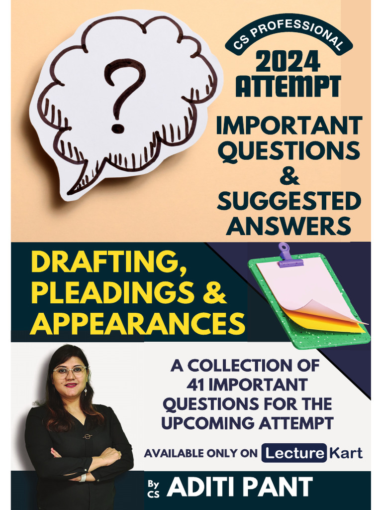 Drafting Pleadings Appearances CS Professional Important Questions and ...
